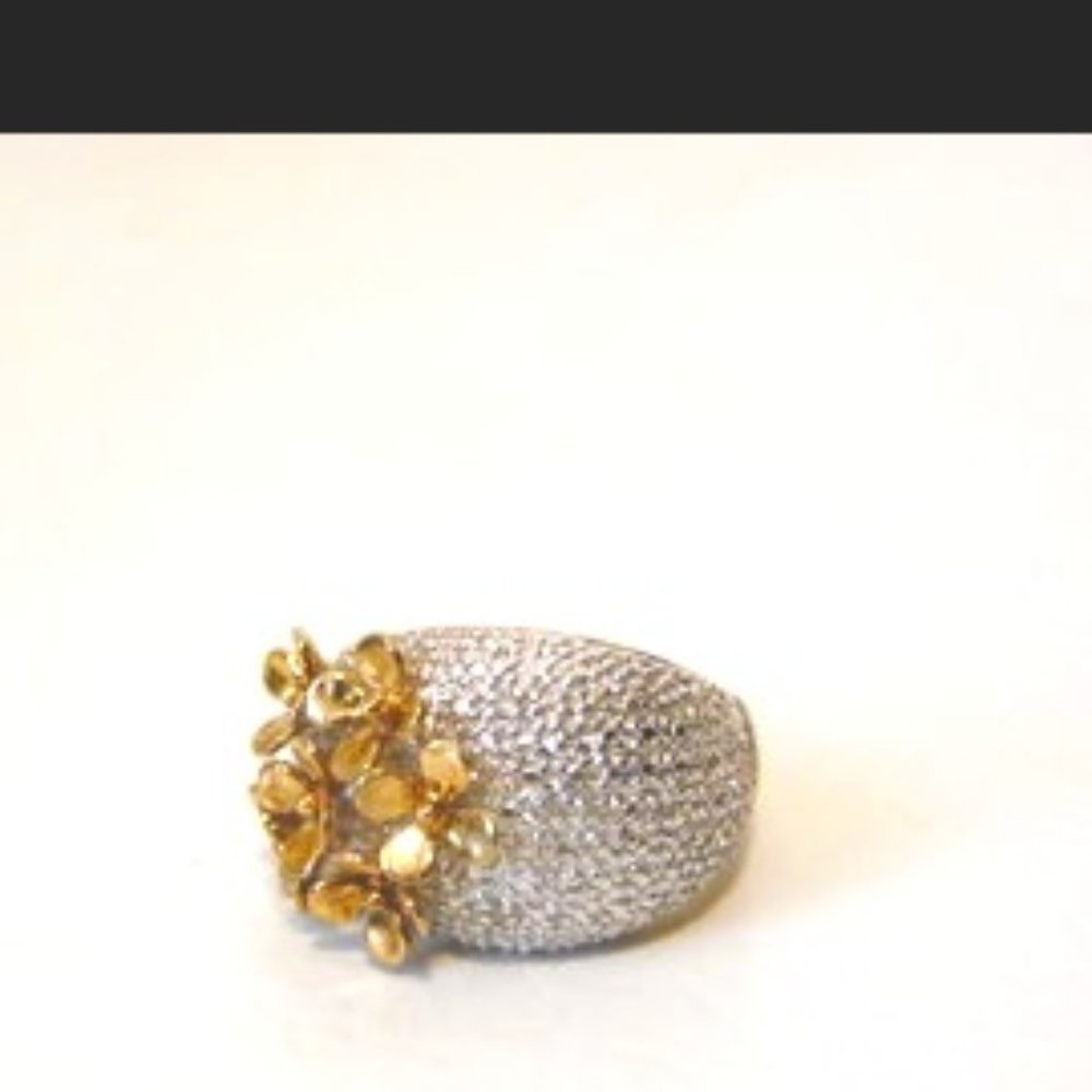 Rare Technibond Pave Diamond Accented Dome Ring With … - Gem